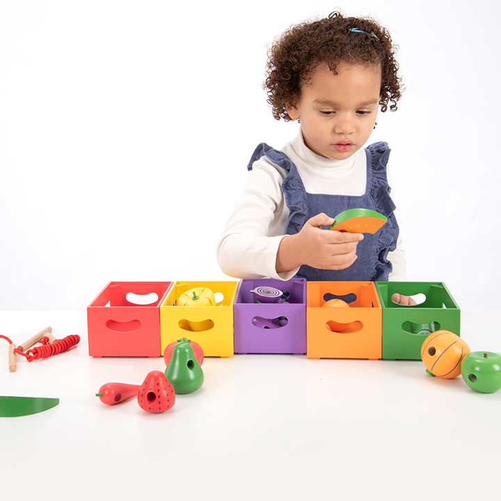 Wooden Fruit and Veg Sorting Crates - Early Years Direct